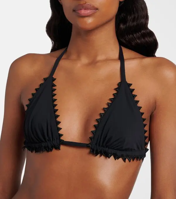 Jacquemus Picot Embroidered Bikini Top - Black