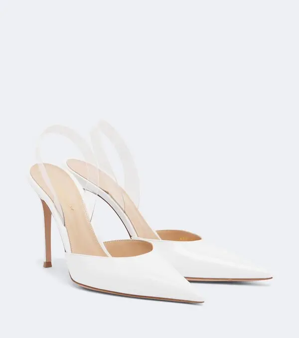GIANVITO ROSSI Leather Slingback Pumps - White