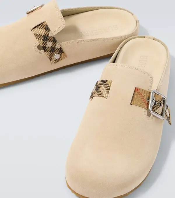 Burberry Urchin Suede Clogs - Beige