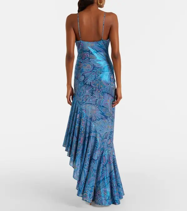 Etro Paisley Asymmetric Ruffled Midi Dress