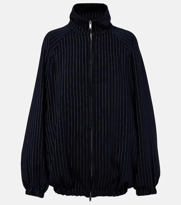 THE FRANKIE SHOP Baxter Pinstripe Oversized Jacket - Blue