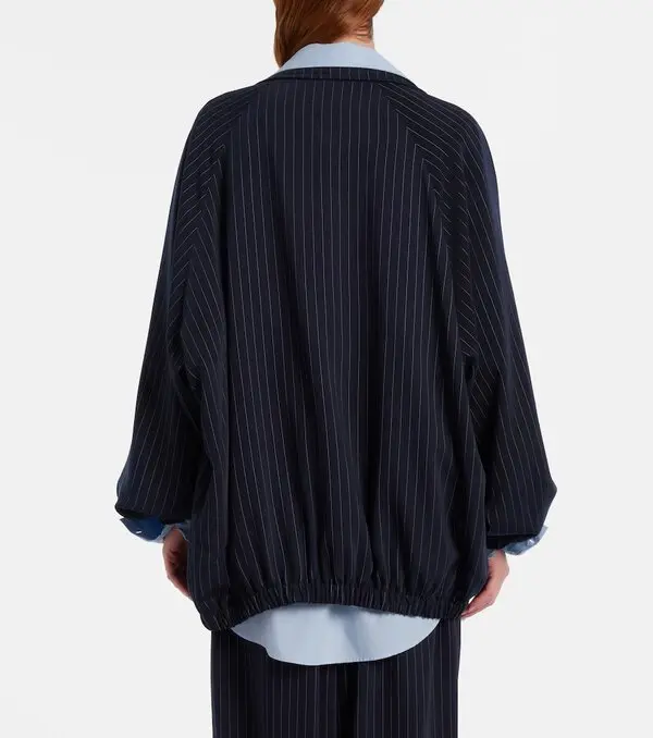 THE FRANKIE SHOP Baxter Pinstripe Oversized Jacket - Blue