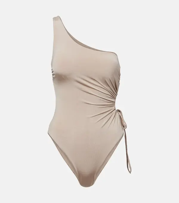 Max Mara Canarie Ruched One-shoulder Swimsuit - Beige