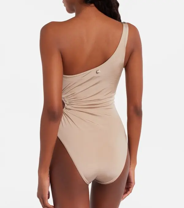 Max Mara Canarie Ruched One-shoulder Swimsuit - Beige