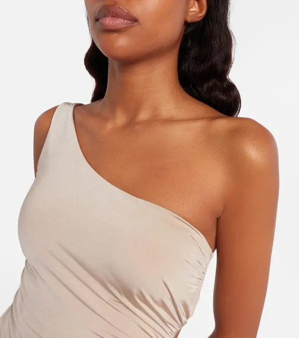 Max Mara Canarie Ruched One-shoulder Swimsuit - Beige