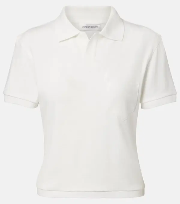 Victoria Beckham Cotton And Linen Polo Shirt - White