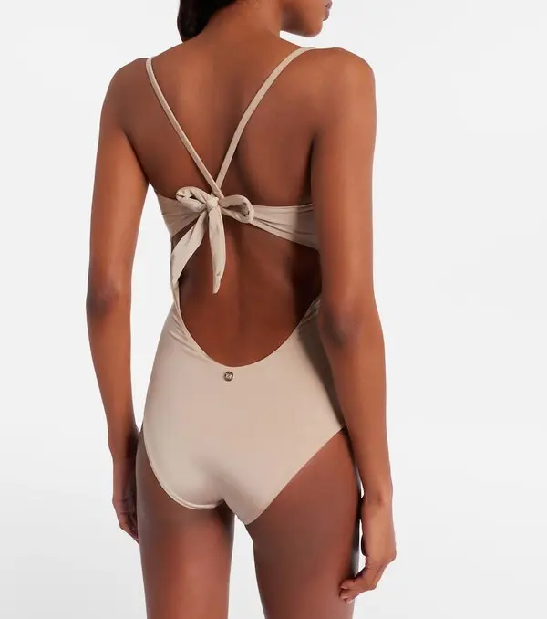 Max Mara Ruched Halterneck One-piece Swimsuit - Beige