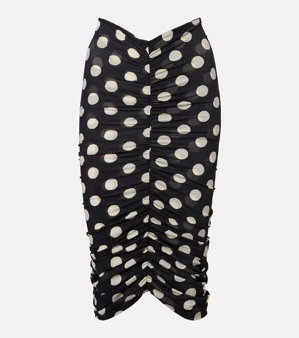MONTCE Polka-dot Mesh Midi Skirt - Black