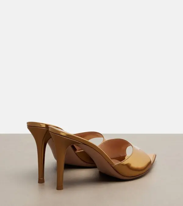 GIANVITO ROSSI Elle Metallic Leather Mules