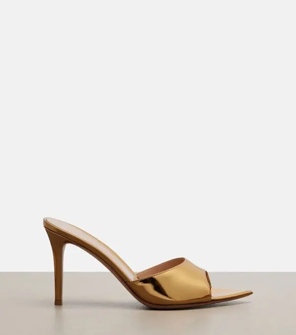 GIANVITO ROSSI Elle Metallic Leather Mules
