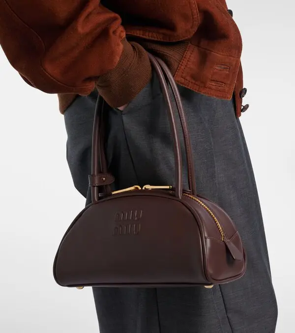 Miu Miu Small Leather Bowling Bag - Brown
