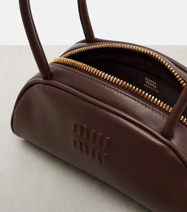 Miu Miu Small Leather Bowling Bag - Brown