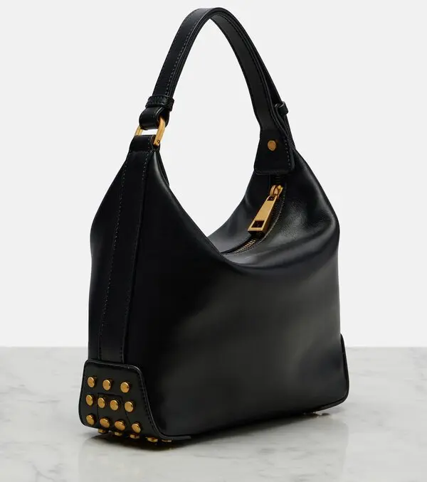 TOD'S Metal Dots Mini Leather Shoulder Bag - Black