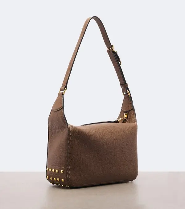 TOD'S Metal Dots Mini Leather Shoulder Bag - Brown