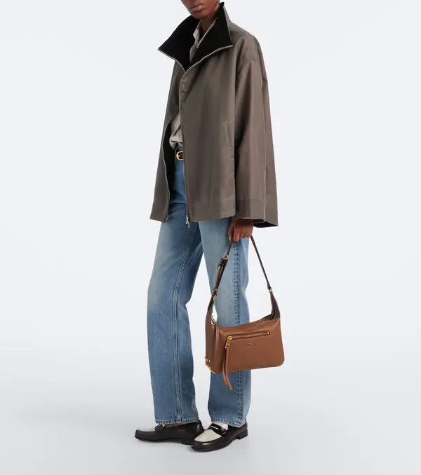 TOD'S Metal Dots Mini Leather Shoulder Bag - Brown
