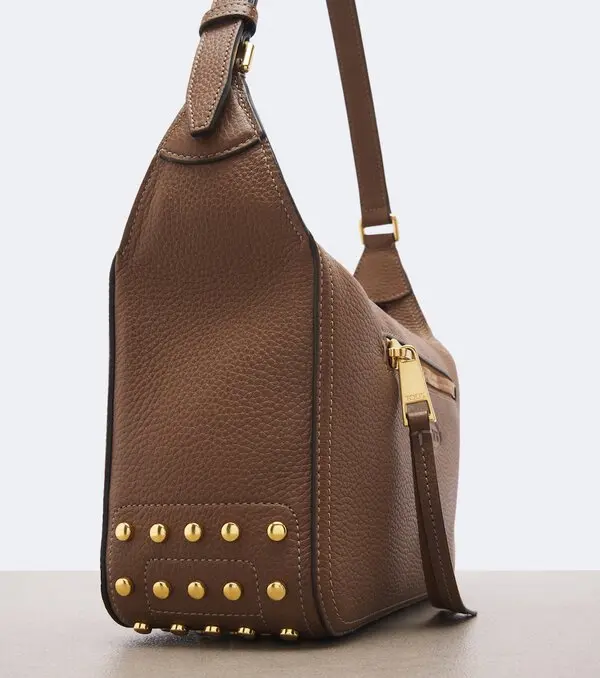 TOD'S Metal Dots Mini Leather Shoulder Bag - Brown