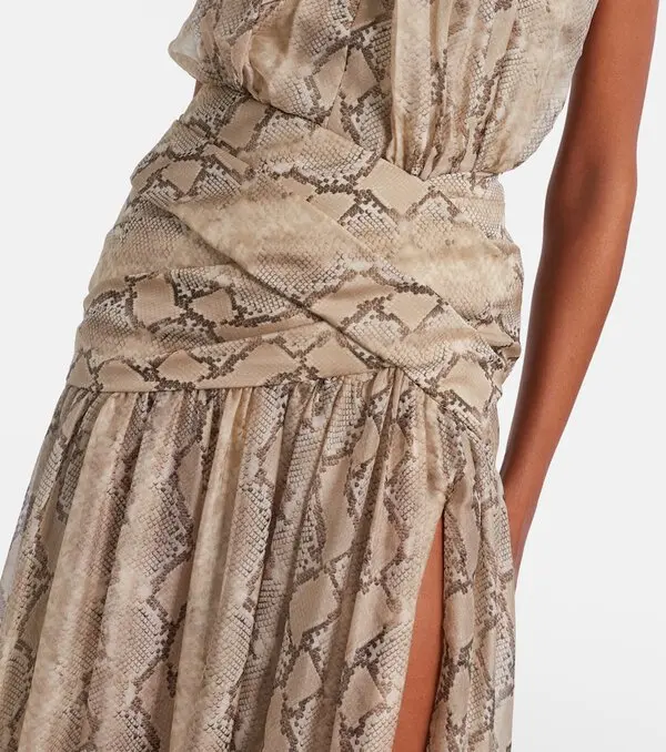 Elie Saab Snake-print Silk Chiffon Maxi Skirt