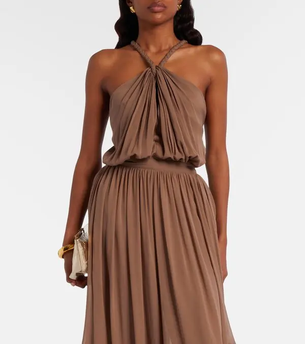 Elie Saab Gathered Silk Georgette Bodysuit