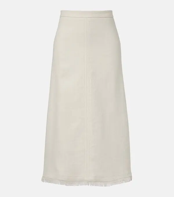 Max Mara Fiocchi Linen And Cotton Midi Skirt - Beige