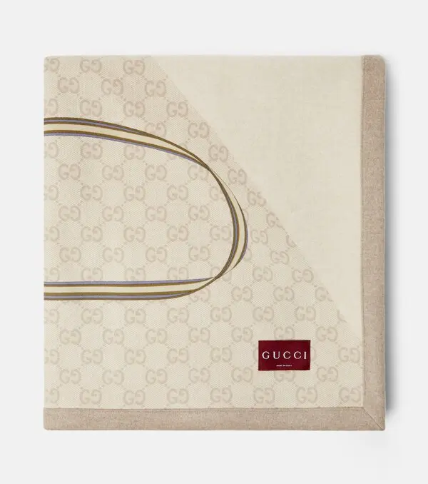 Gucci Gg Printed Wool Blanket - Beige