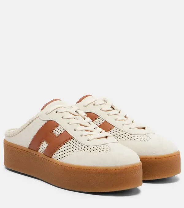 Hogan H698 Suede Platform Mules