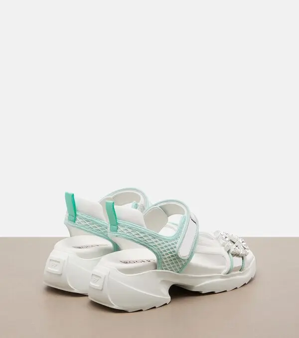 ROGER VIVIER Viv' Run Embellished Sandals - White