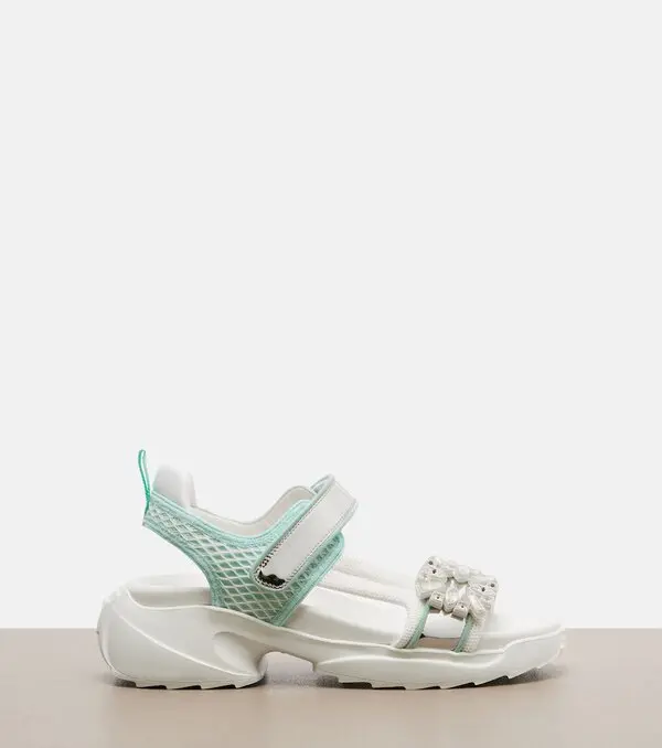 ROGER VIVIER Viv' Run Embellished Sandals - White