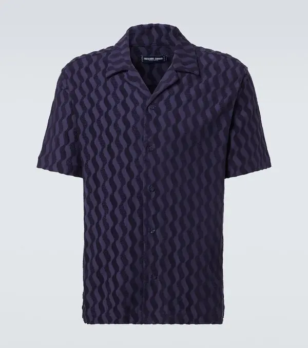 Frescobol Carioca Roberto Cotton-blend Terry Cuban Shirt - Blue