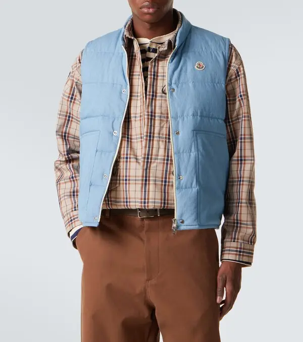 Moncler Heceta Denim Down Vest - Blue
