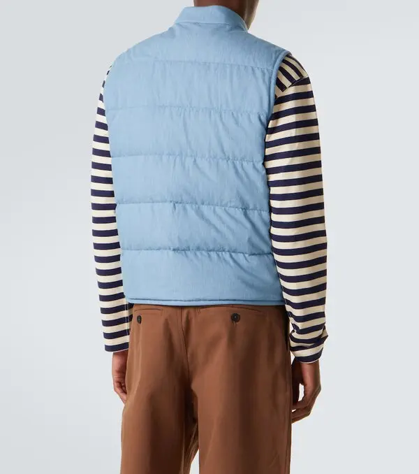 Moncler Heceta Denim Down Vest - Blue