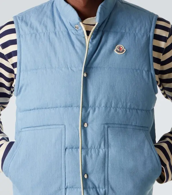 Moncler Heceta Denim Down Vest - Blue