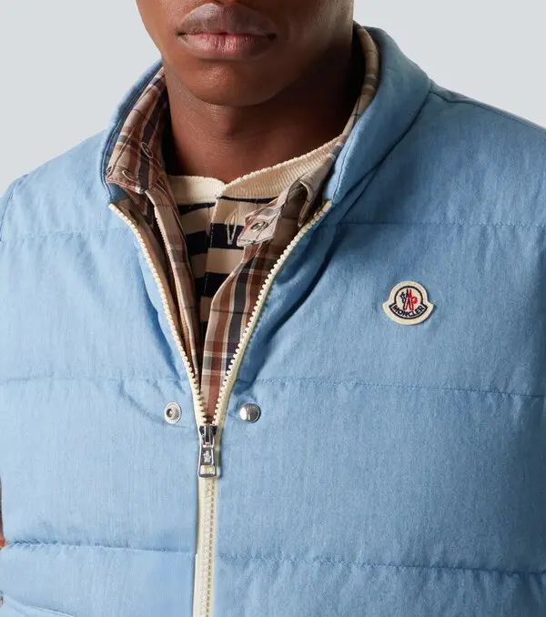 Moncler Heceta Denim Down Vest - Blue