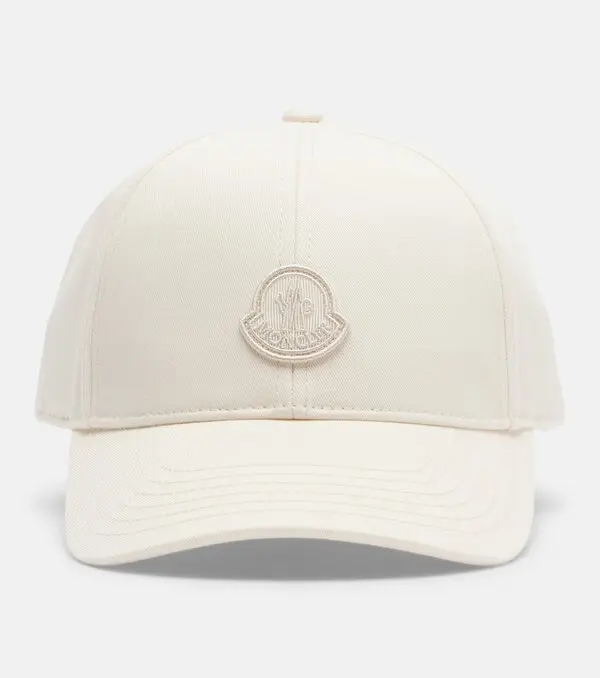 Moncler Cotton Baseball Cap With Logo - White