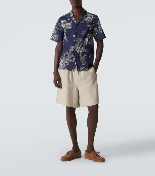 Moncler Floral Cotton Poplin Bowling Shirt - Blue