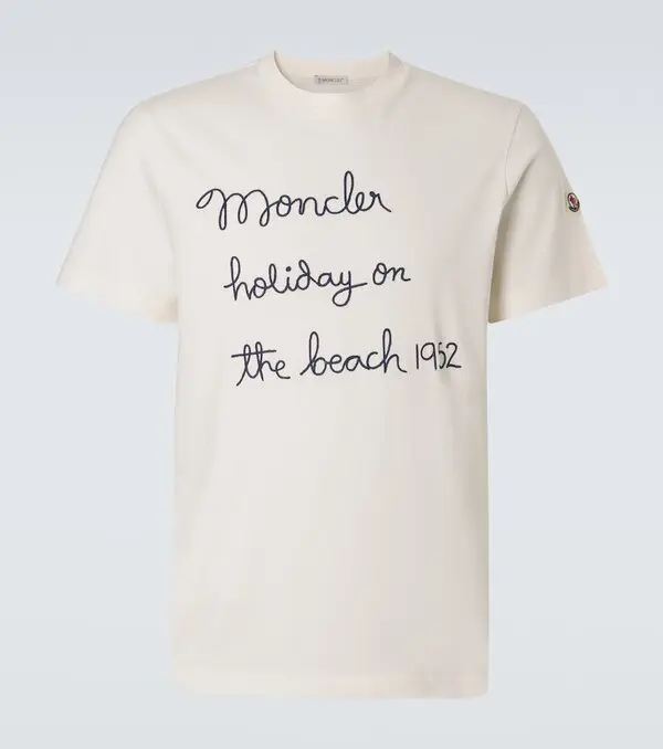 Moncler Embroidered Cotton Jersey T-shirt - White