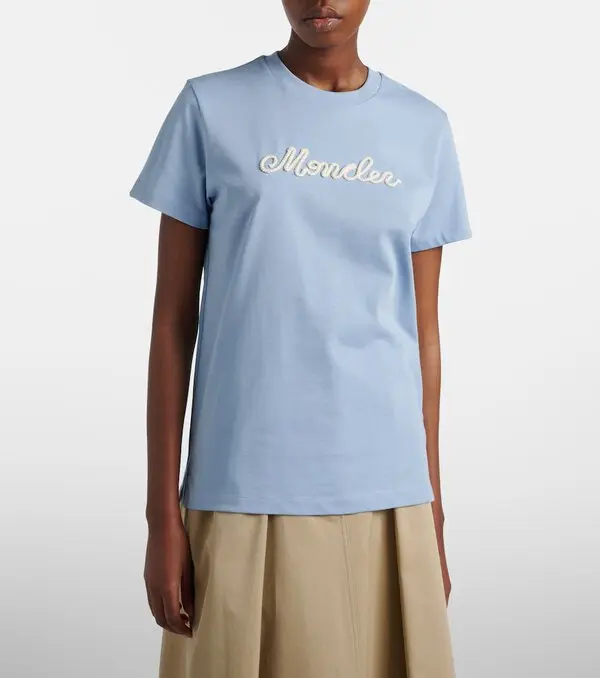 Moncler Logo Cotton T-shirt - Blue