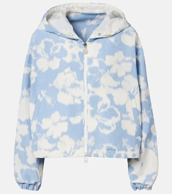Moncler Floral Hooded Jacket - Blue