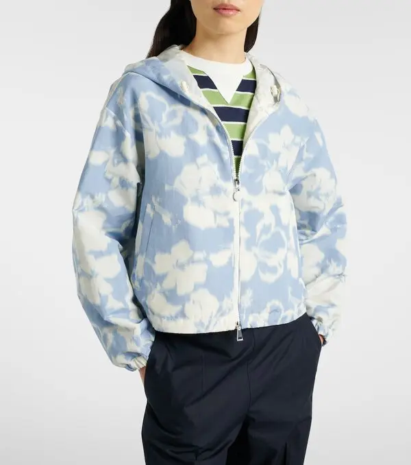 Moncler Floral Hooded Jacket - Blue