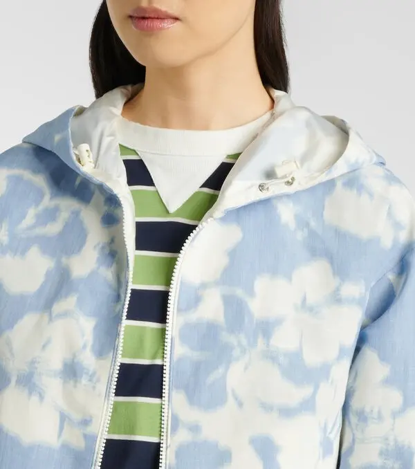 Moncler Floral Hooded Jacket - Blue
