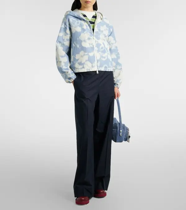 Moncler Floral Hooded Jacket - Blue