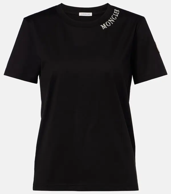 Moncler Logo Cotton Jersey T-shirt - Black