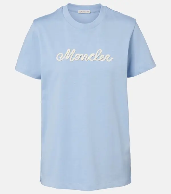 Moncler Logo Cotton Jersey T-shirt - Blue