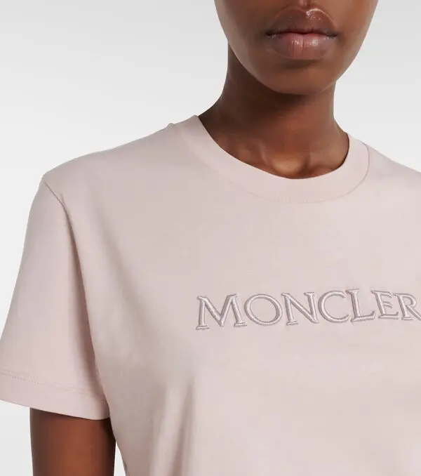 Moncler Logo Cotton Jersey T-shirt - Pink