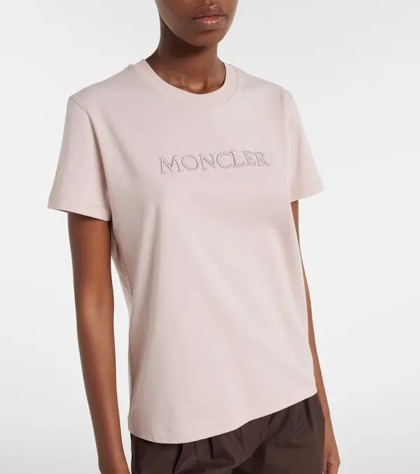 Moncler Logo Cotton Jersey T-shirt - Pink