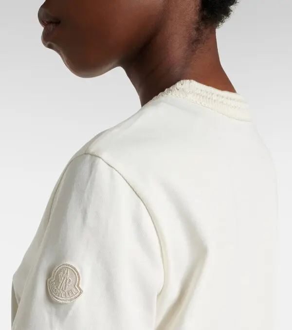 Moncler Crochet-trimmed Cotton T-shirt - White