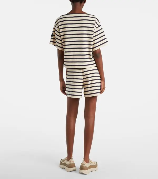Moncler Striped Cotton Jersey Shorts - White