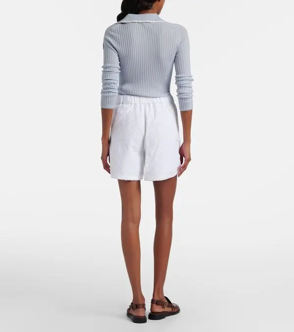 Moncler Broderie Anglaise Cotton Shorts