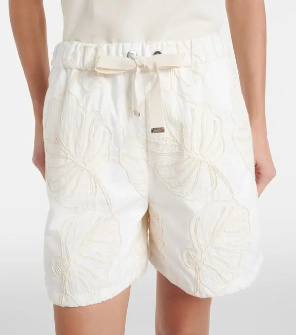 Moncler Embroidered Cotton Shorts