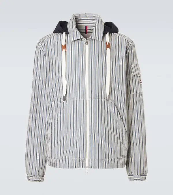 Moncler Havas Striped Poplin Blouson Jacket - Blue