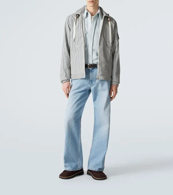 Moncler Havas Striped Poplin Blouson Jacket - Blue